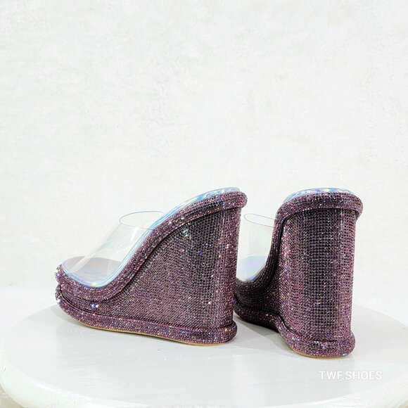 Cape Robbin | Shoes | Zesty Purple Hologram Rhinestone Platform Wedge ...